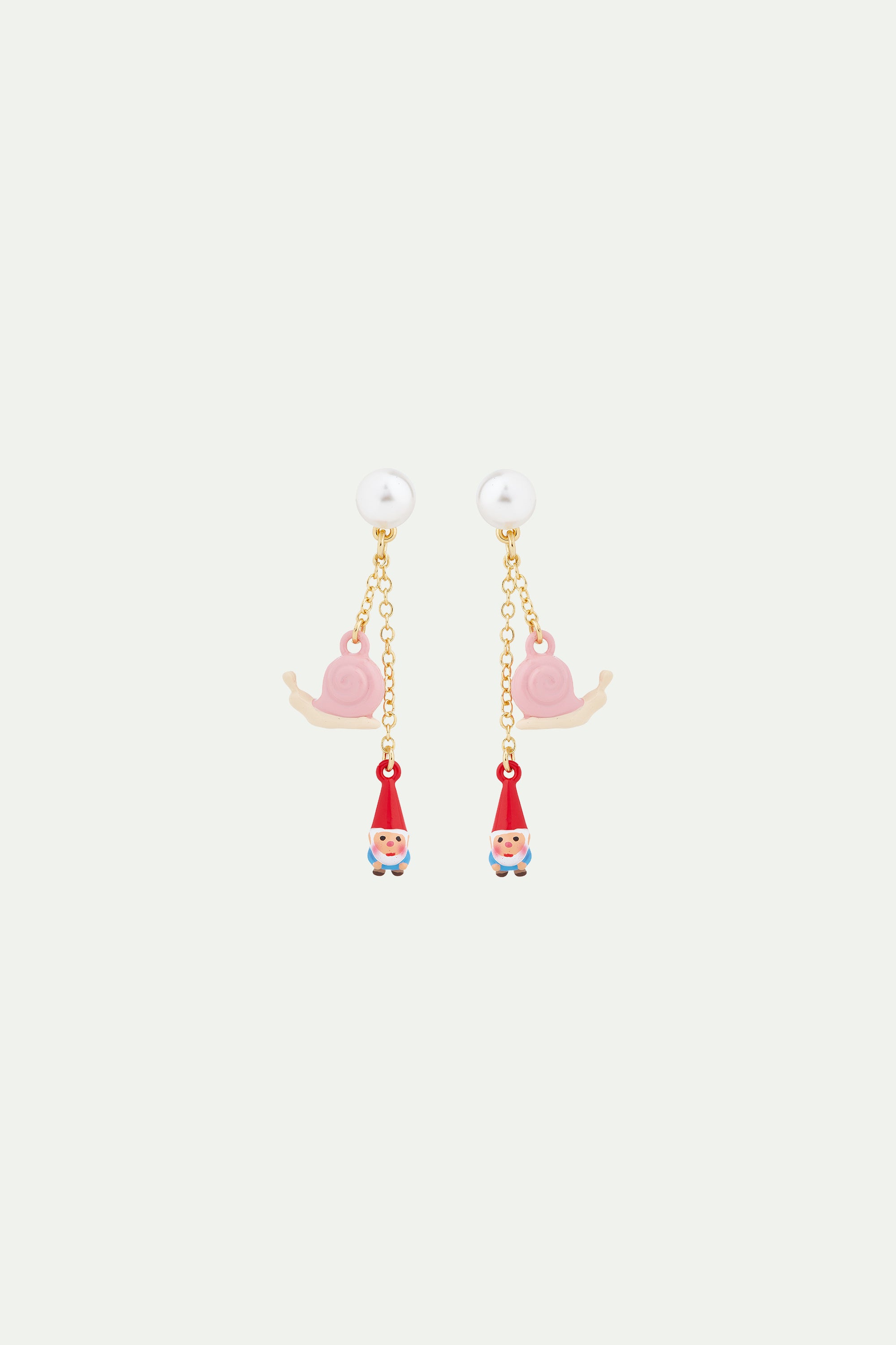 Boucles d'oreilles pendantes nain de jardin et escargot