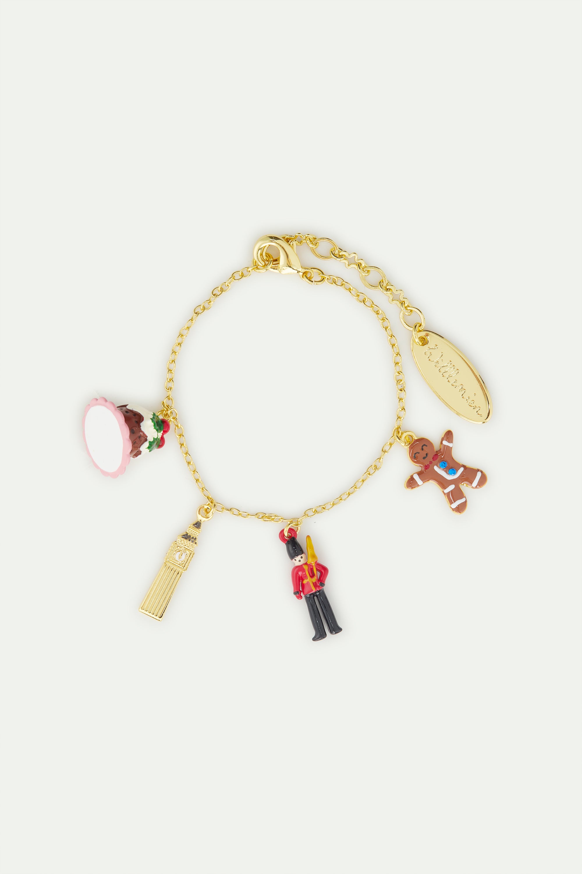 Christmas pudding, Big Ben, King's guard and gingerbread charm bracele