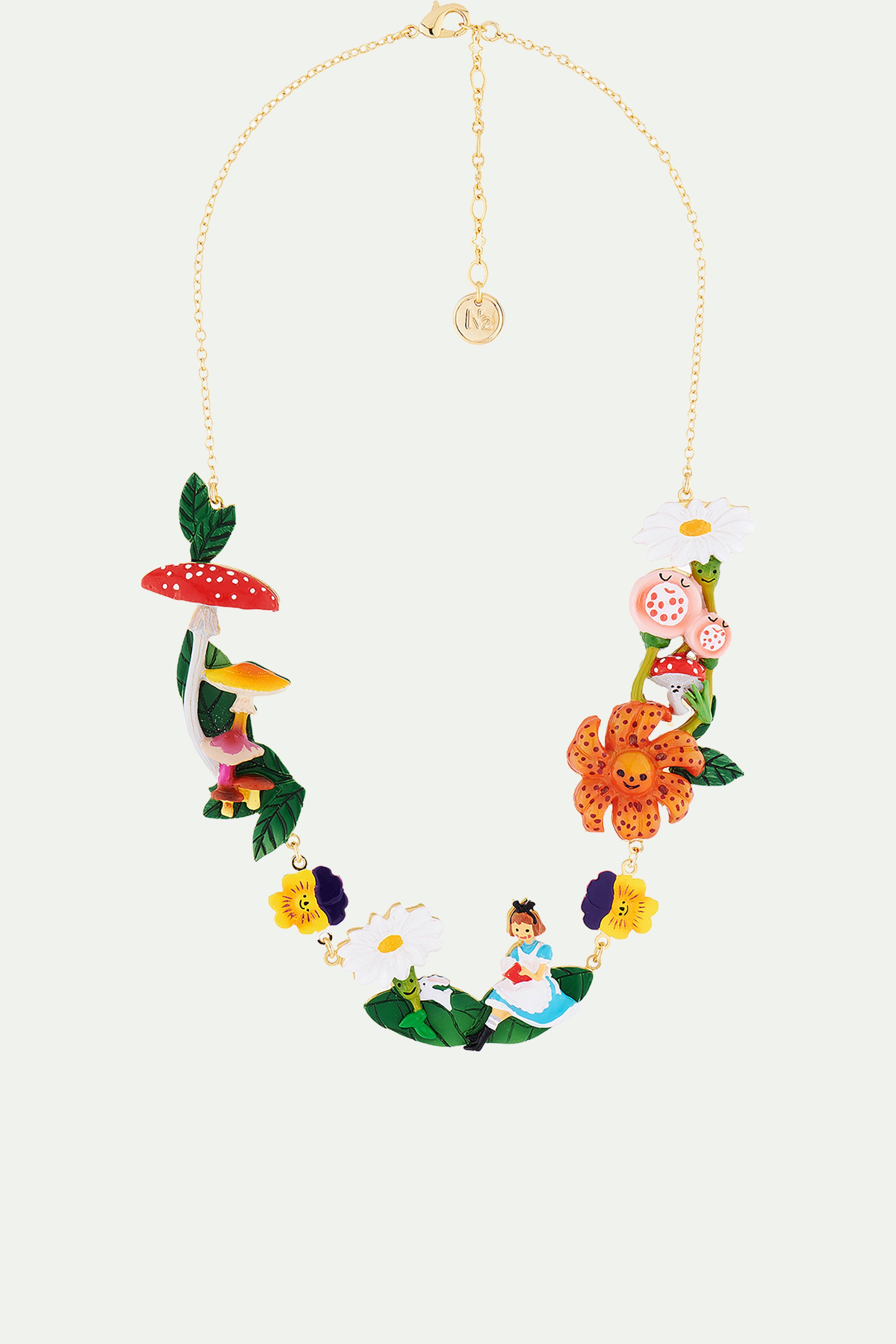 Collier plastron alice au royaume des fleurs